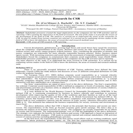 Research In CSR | PDF