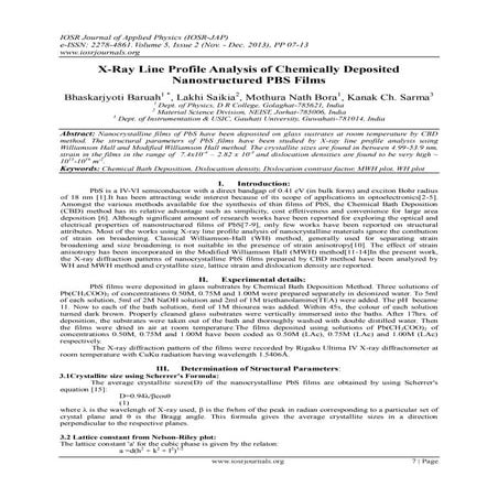 X-Ray Line Profile Analysis of Chemically Deposited Nanostructured PBS ...