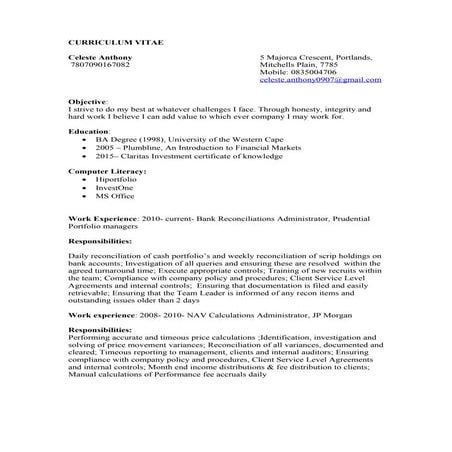 CELESTE ANTHONY CURRICULUM VITAE2 | PDF