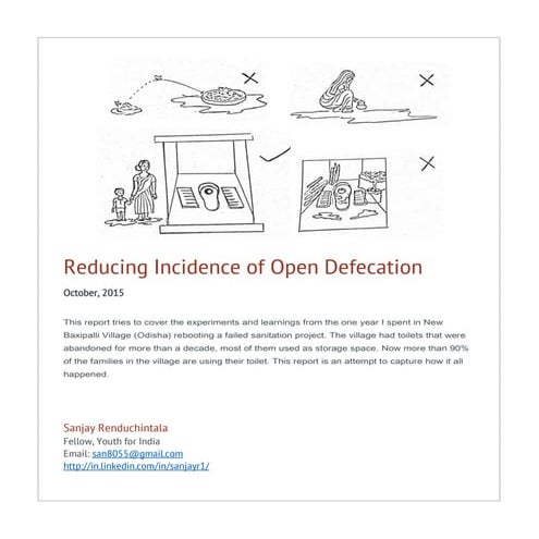 Reducing Incidence of Open Defecation - Sanjay Renduchintala | PDF