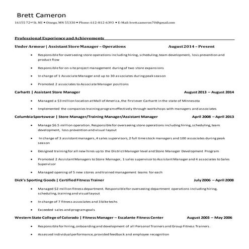 Brett Resume 2016 | DOCX