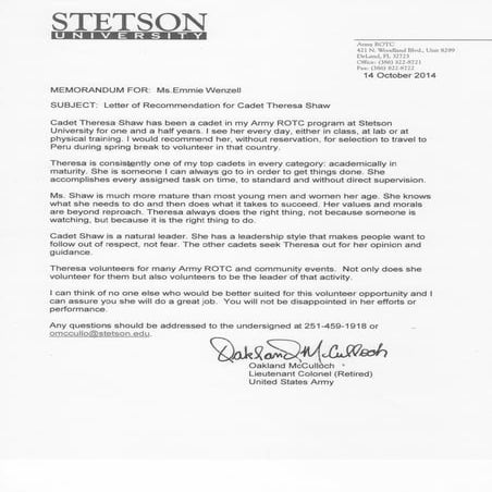 Letter of Recommendation LTC | PDF