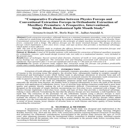 “Comparative Evaluation between Physics Forceps and Conventional ...