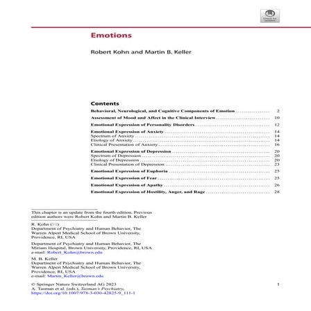 Emotions - Robert Kohn and Martin B. Keller | PDF