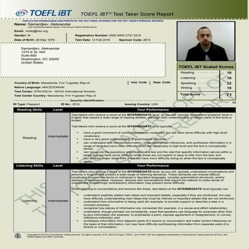 TOEFL February 2016 | PDF