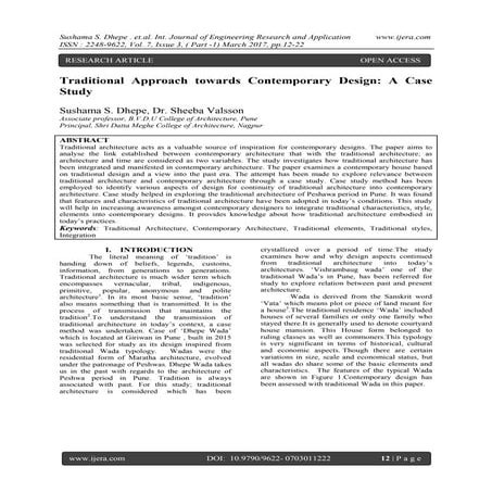 Traditional Approach towards Contemporary Design: A Case Study | PDF ...