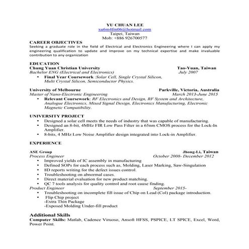 Tsai cheng wen resume | DOC