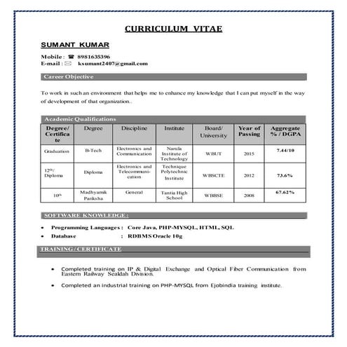 TCS CV Format | DOC