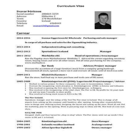 Svavar Þórisson CV 2016 | DOCX