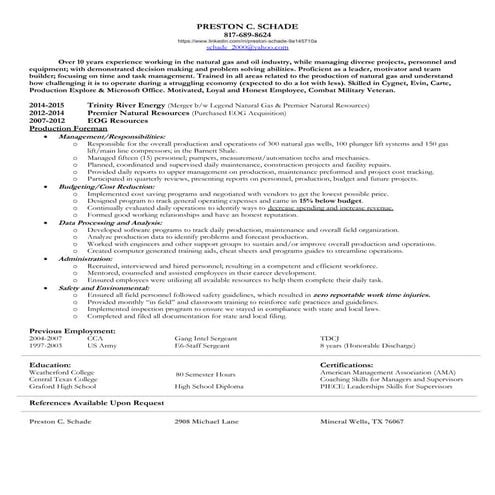 newclayresumeforeman | PDF