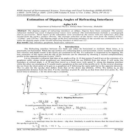 Estimation of Dipping Angles of Refracting Interfaces | PDF