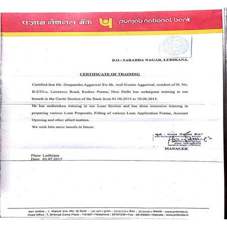 PNB internship | PDF