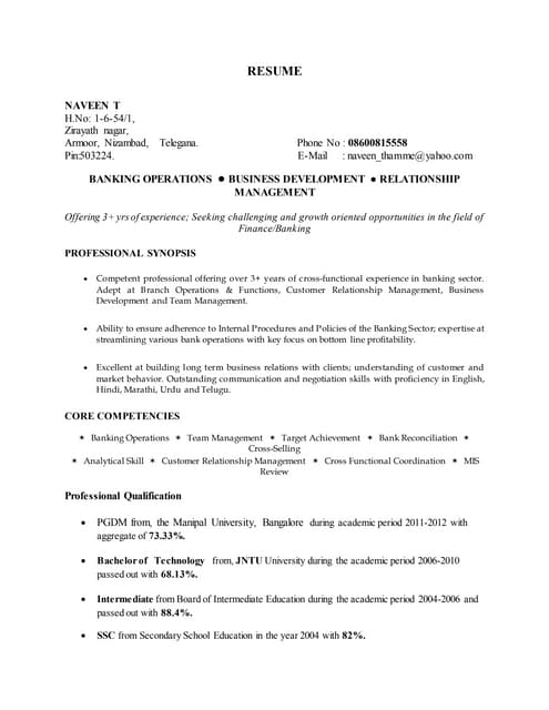 tanickab resume updated 3 | DOC | Business Banking & Finance | Business