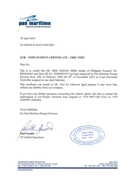 Sky Oryx JV Employment Certificate | PDF | Careers