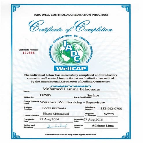 IADC certificate | PDF