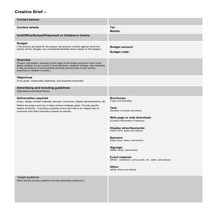 Creative brief Template | DOTX
