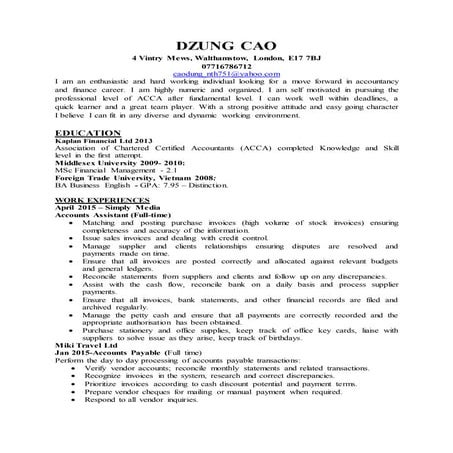 Dzung Cao CV | DOCX