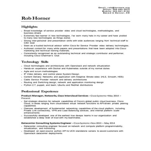 Rob Horner resume Jan-6-2016 | PDF