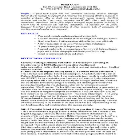 Daniel J Clark cv current | DOC