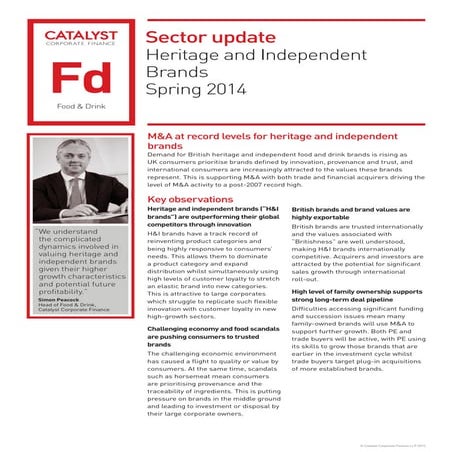 Catalyst Corporate Finance Heritage & Independent brands | PDF