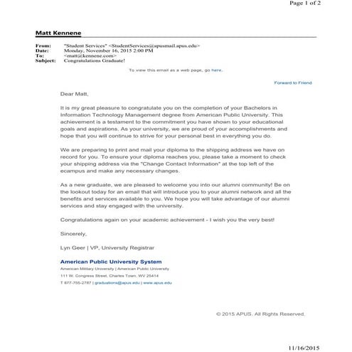 Graduation Letter | PDF