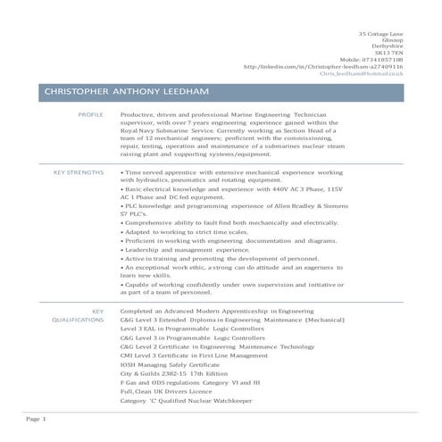Christopher Anthony Leedham - CV | DOCX
