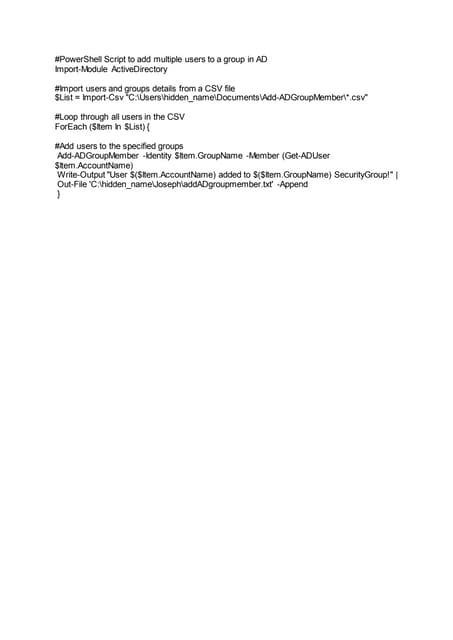 Powershell Script To Add Multiple Users To A Group In Ad Pdf