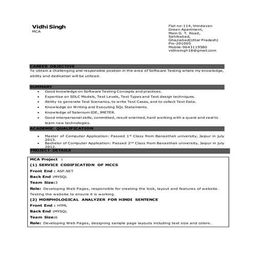 VIDHI(TESTING RESUME) | DOCX