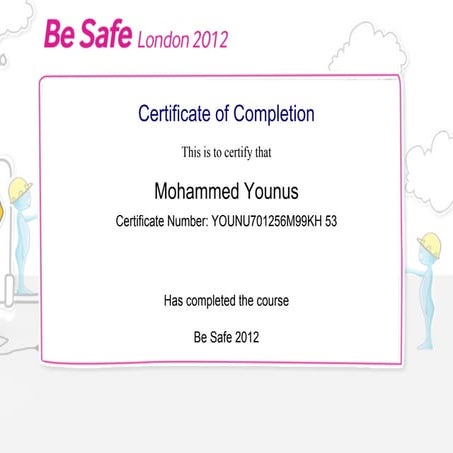 Certificate Be Safe2012 | PPT