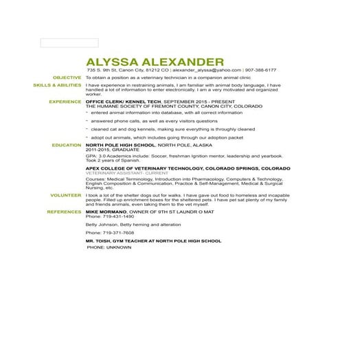 Resume vet tech | PDF