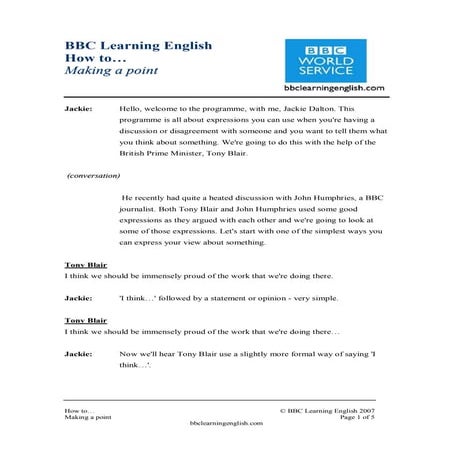 Make a point (BBC Language) | PDF