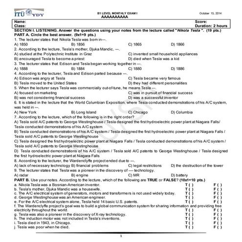 B1 cumulative sample 2 questions | DOCX