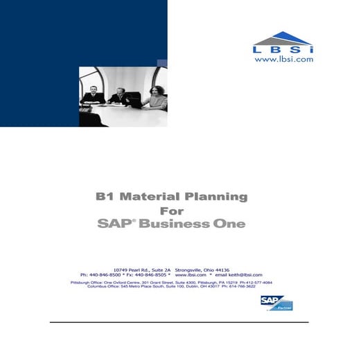 B1 Material Planning for SAP Business One | PDF