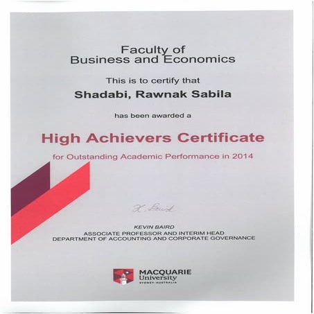High Achievers Certificate | PDF
