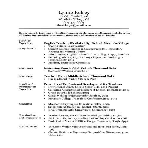 Lynne Kelsey Resume | DOC
