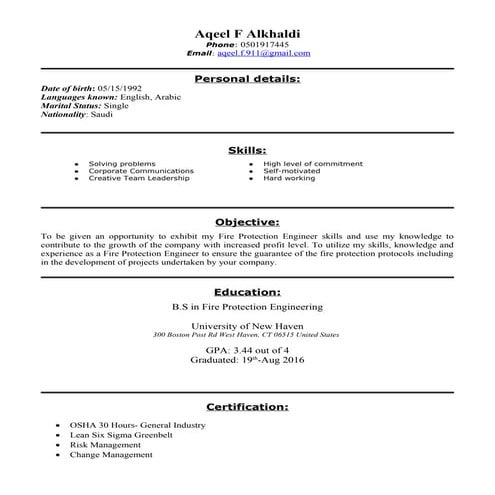 AQEEL-CV | DOC | Business | Business and Finance