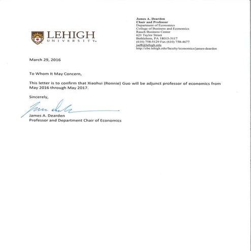 Adjunct Confirmation Letter | PDF