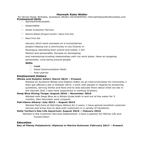 Hannahs Resume Draft | RTF