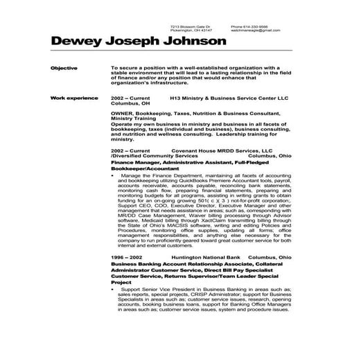 Dewey J Johnson's Resume 2016 | DOC | Credit Cards | Personal Debt
