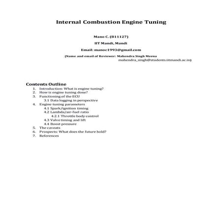 IC Engine Tuning | DOCX