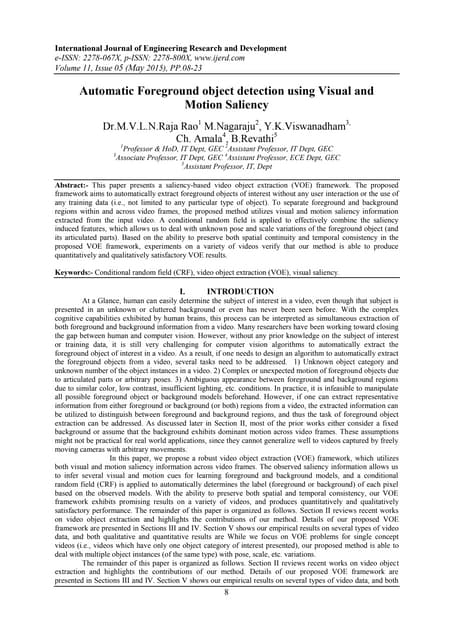 Automatic Foreground Object Detection Using Visual And Motion Saliency