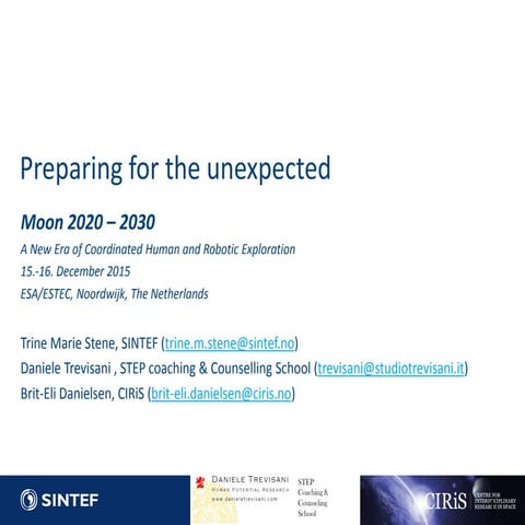 Stene_Preparing for the unexpected_Moon 2020 - 2030_plain version | PDF | First Aid | Injuries