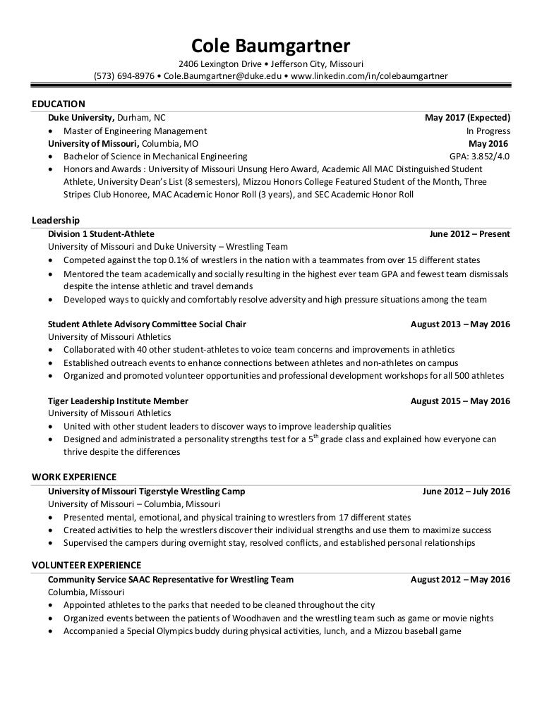 Duke Resume Duke Resume