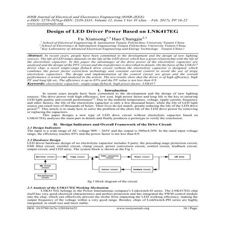 Design of LED Driver Power Based on LNK417EG | PDF