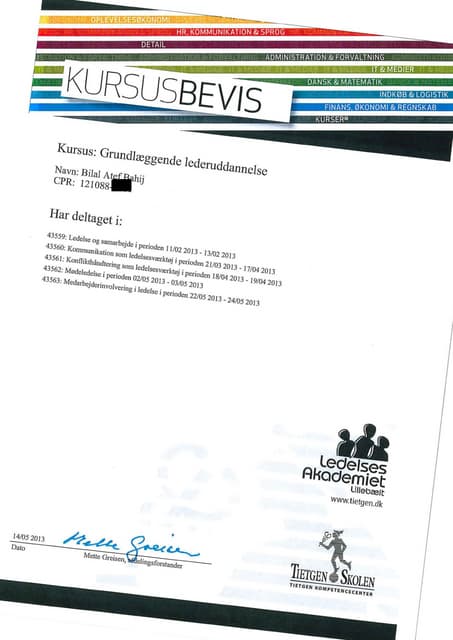 Uddannelsesbevis CBA | PDF