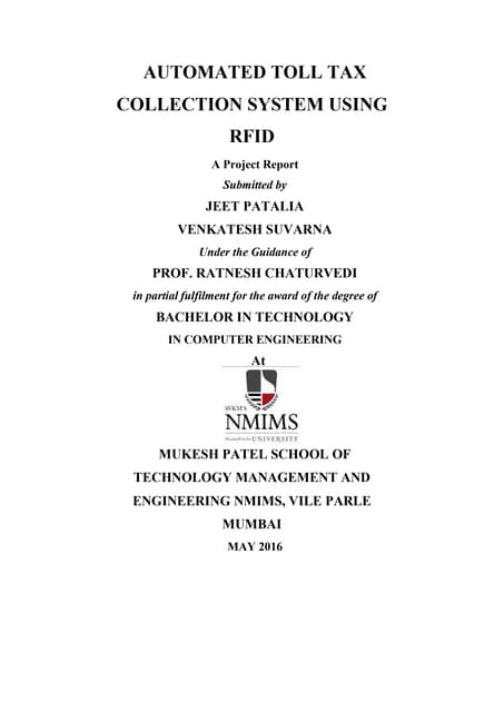 Automatic toll collection system (presentation) | PPTX