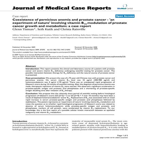 B12 Prostate Cancer and Pernicious Anemia | PDF | Blood Disorders ...