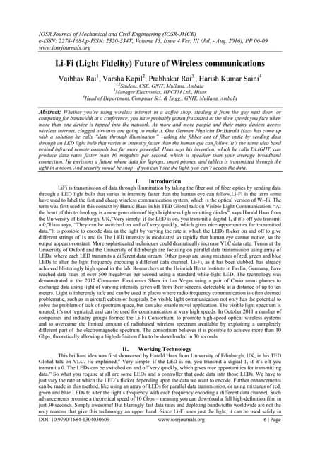 Seminar Report On Implementation Of Li-FI Technology | PDF | Computer Networking | Computing