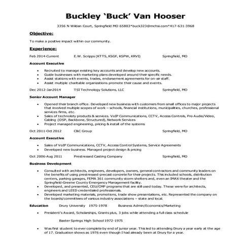 Buckley Van Hooser - Resume - Oct2016 | PDF