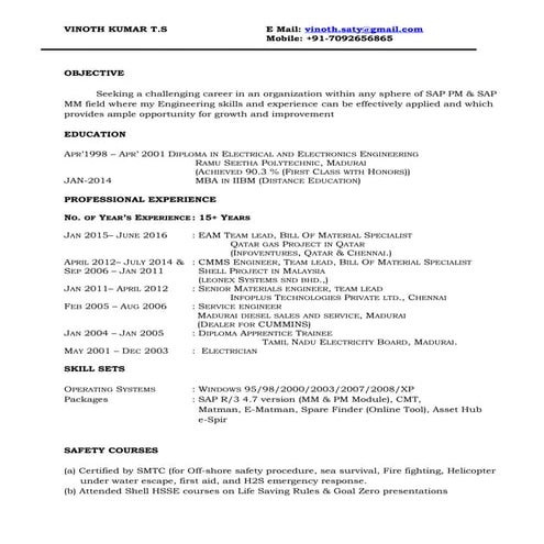 Vinoth_Resume_EXP-15 years | DOC